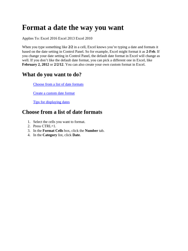 WORD_Format a Date the Way You Want | PDF | Microsoft Excel