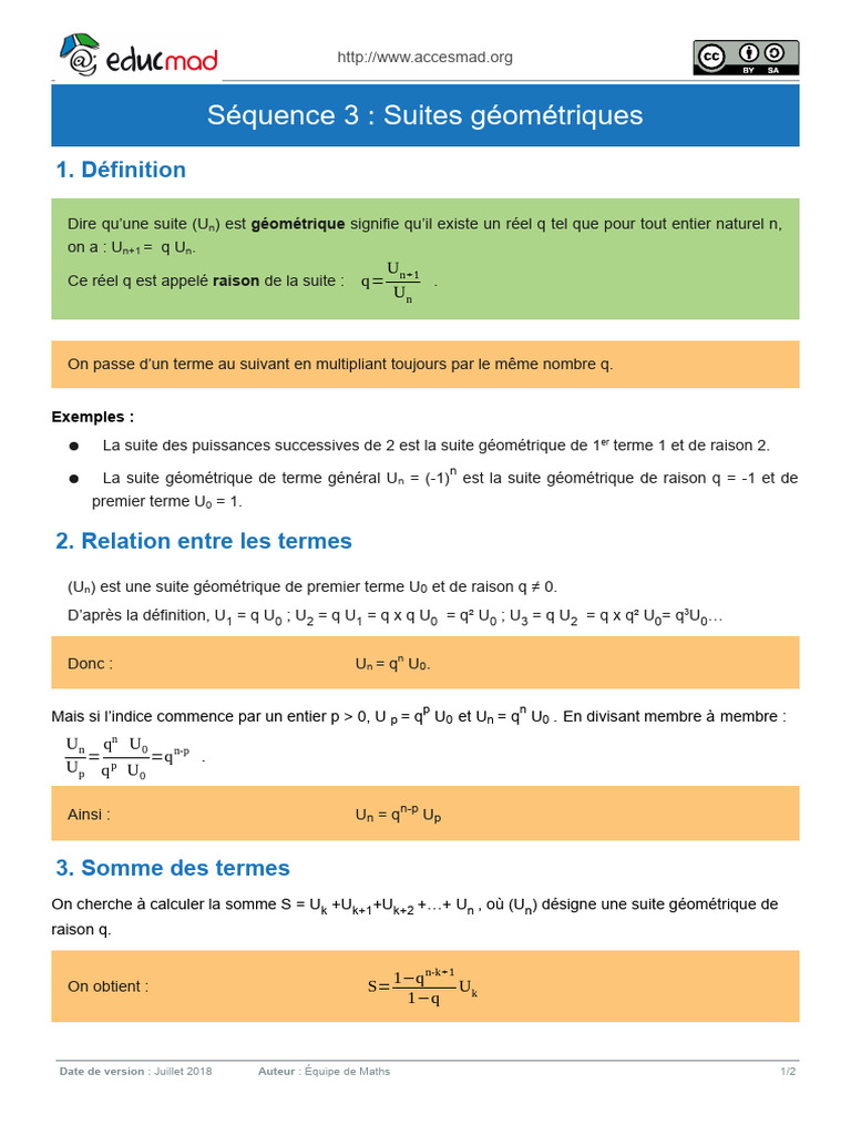 Suites Géométriques | PDF | Mathématiques | Analyse mathématique