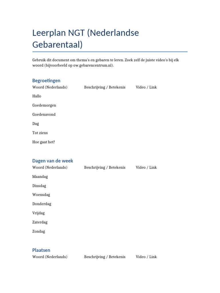 Leerplan NGT | PDF