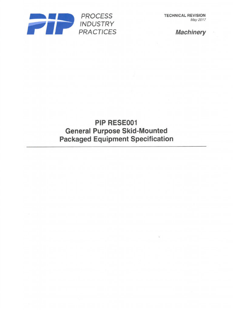 PIP RESE001 General Purpose Skid-Mounted Packaged Equipment Spec | PDF