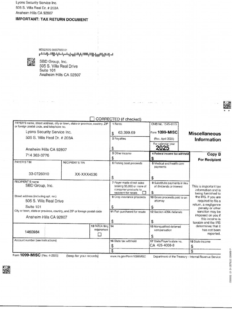 SBD Group, Inc. 1099-K's - 2025 | PDF