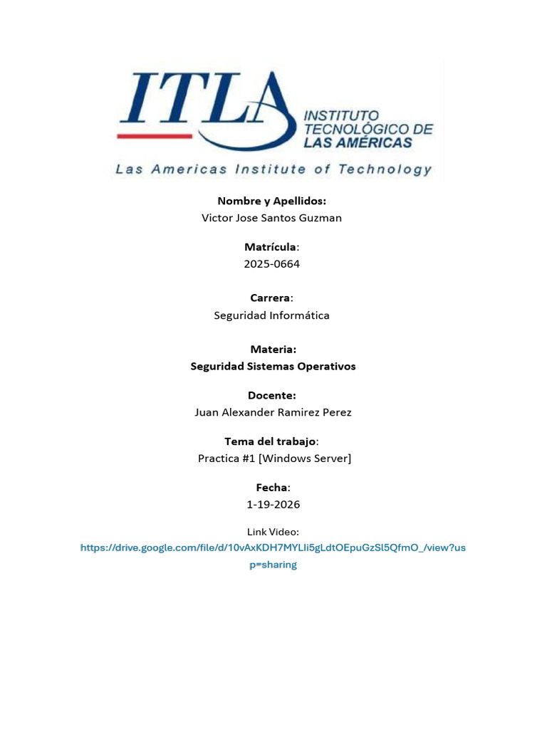 Práctica 1 - Windows Server - Victor Santos | PDF | Microsoft Windows | Servidor (Computación)