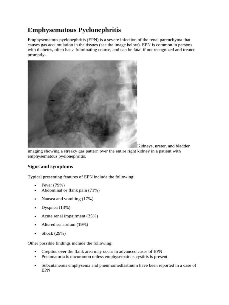 Emphysematous Pyelonephritis | PDF | Kidney | Medical Imaging