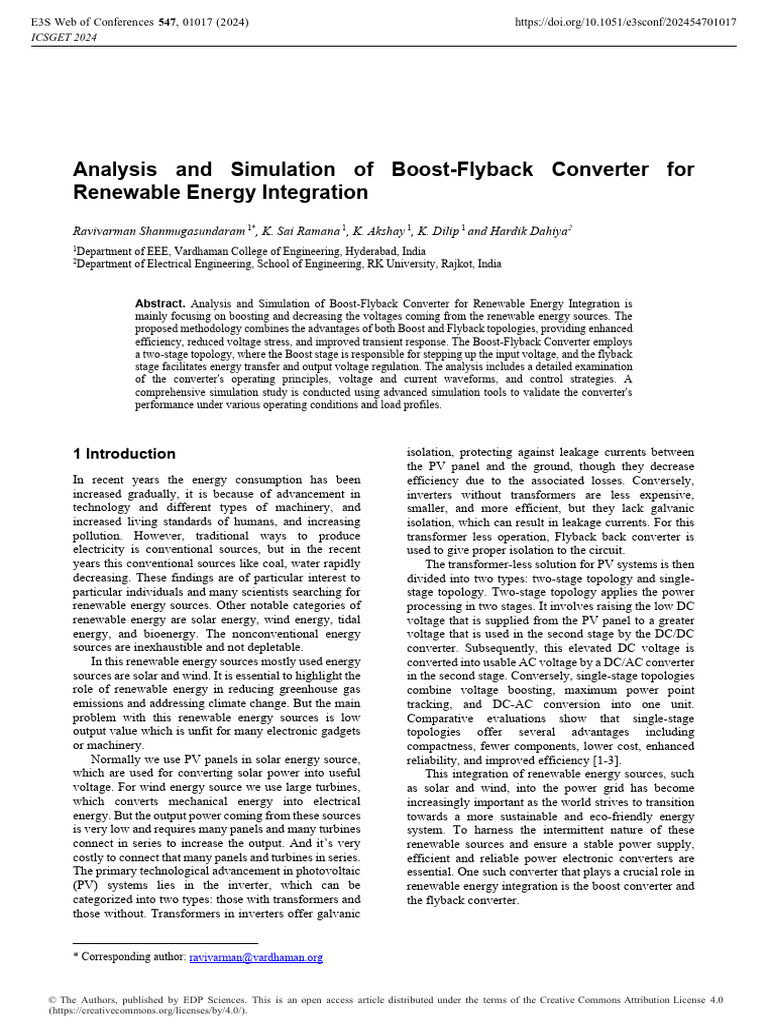 Analysis and Simulation of Boost-Flyback Converter | PDF | Power ...