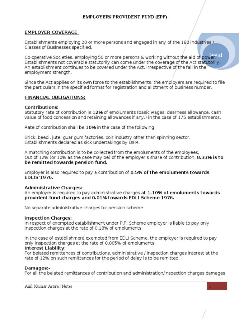 Employers Provident Fund (Epf) : Employer Coverage | PDF | Salary ...