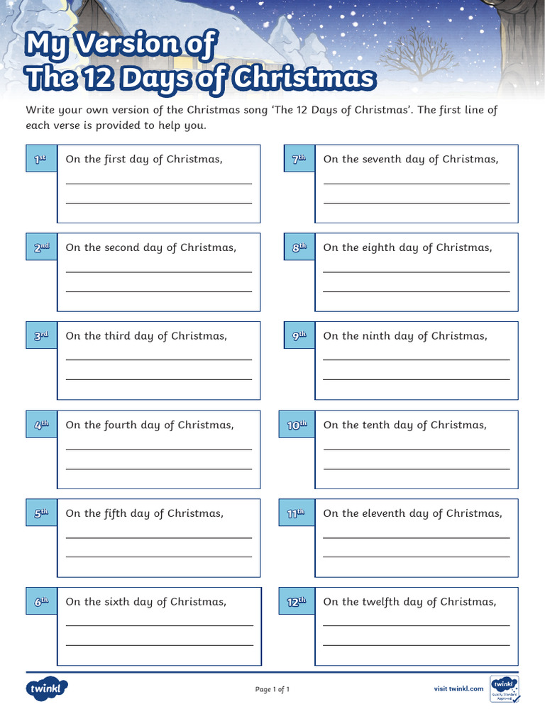 T TP 1764002870 My Version of The 12 Days of Christmas Worksheet Ver 1 ...