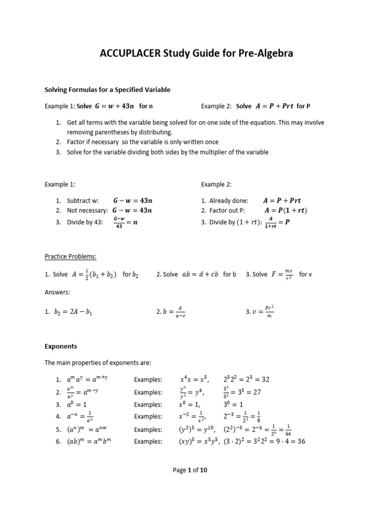 Assessment Pre Algebra Review | PDF | Factorization | Quadratic Equation