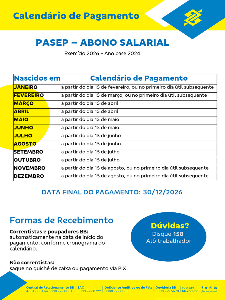 Calendario Pasep 2026 Digov Final | PDF