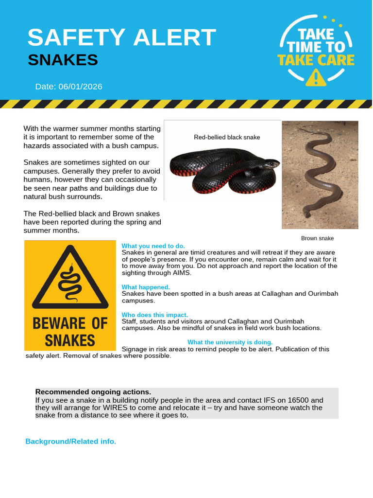 Safety Alert 23 003 Snakes | PDF