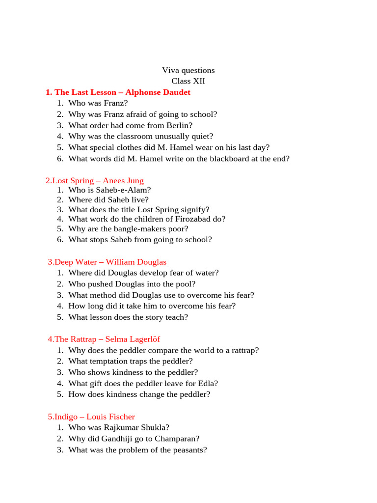 Viva Questions CLASS XII | PDF