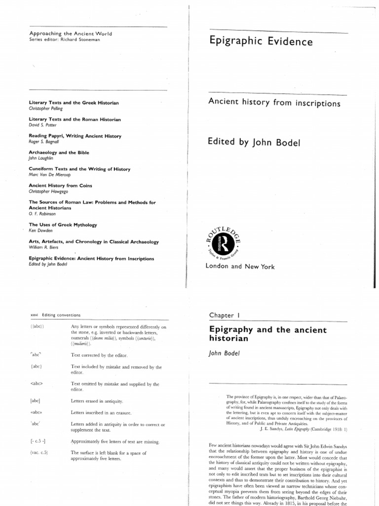 Bodel Ancient History From Inscriptions | PDF