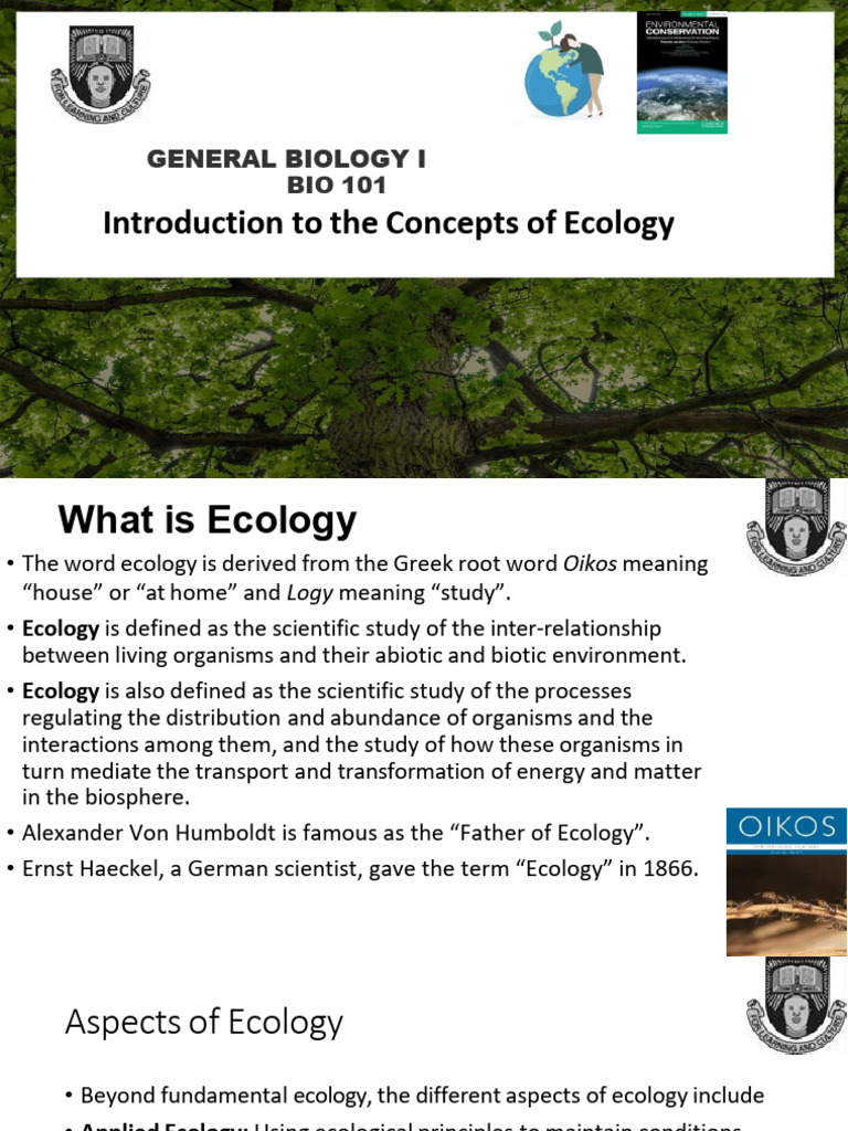 BIO 101 Introduction to Concepts of Ecology | PDF | Ecology | Natural ...