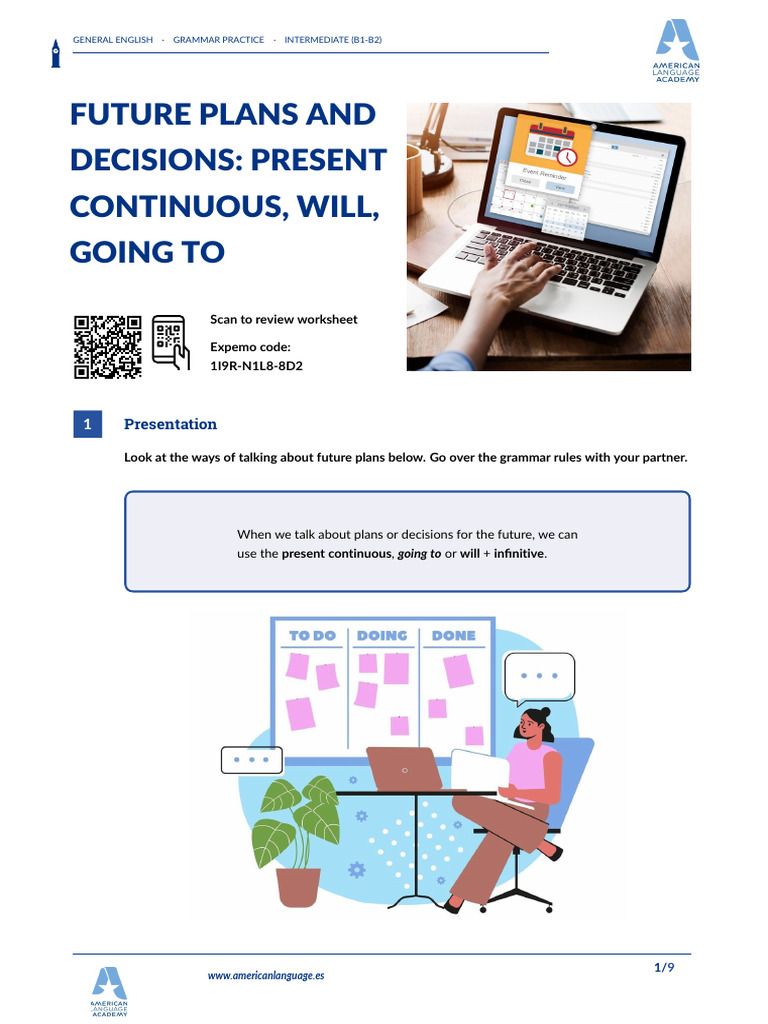 Future Plans and Decisions Present Continuous Will Going to British ...