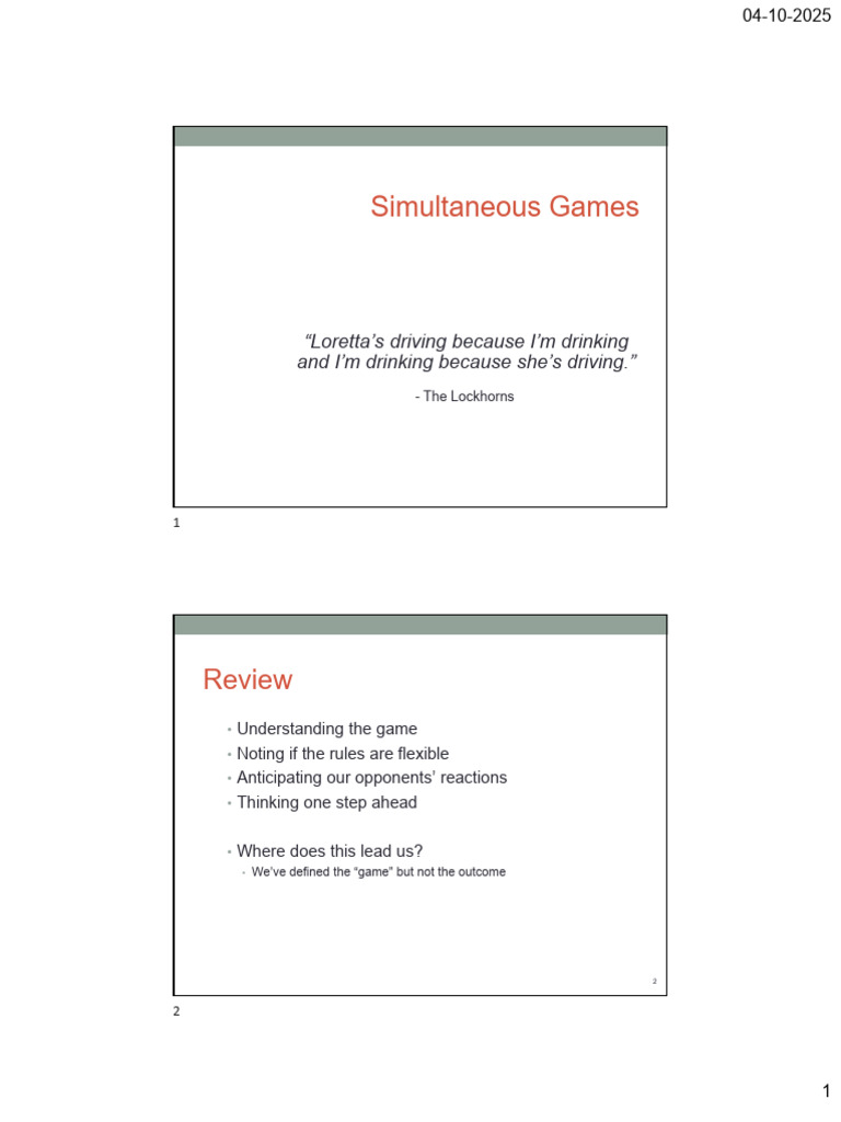 Simultaneous Games 1 | PDF | Mathematical And Quantitative Methods ...