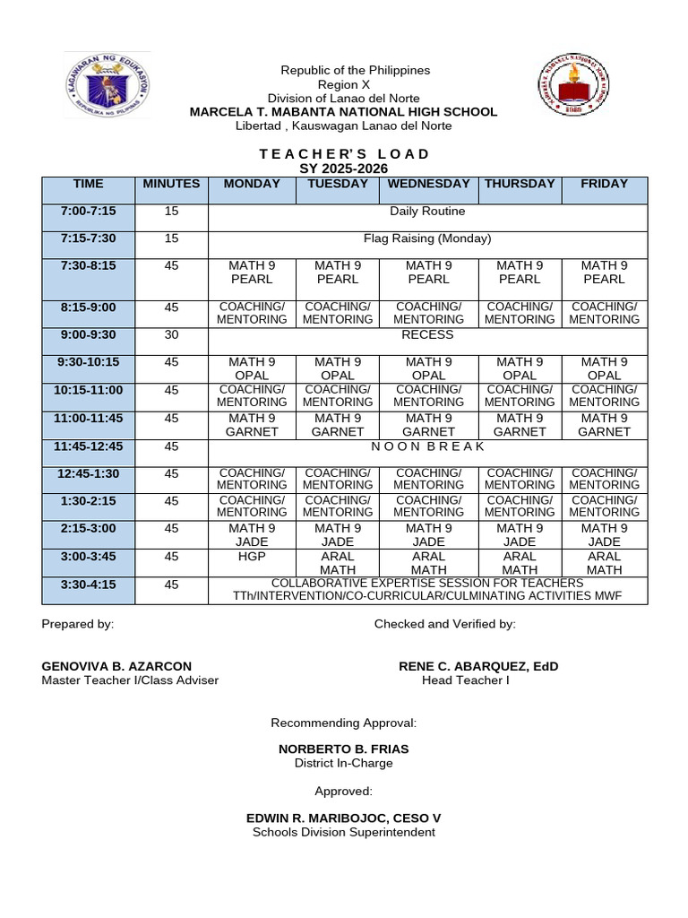 Aral Class Program - Math - 2025-2026 | PDF