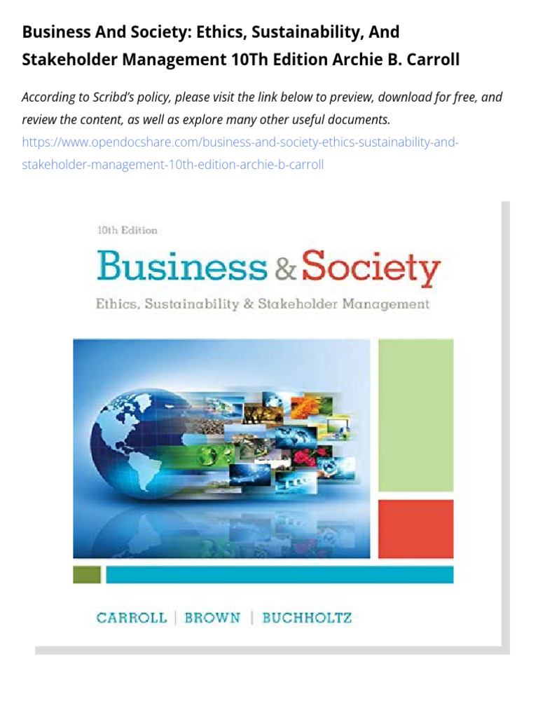 Business and Society: Ethics, Sustainability, and Stakeholder ...