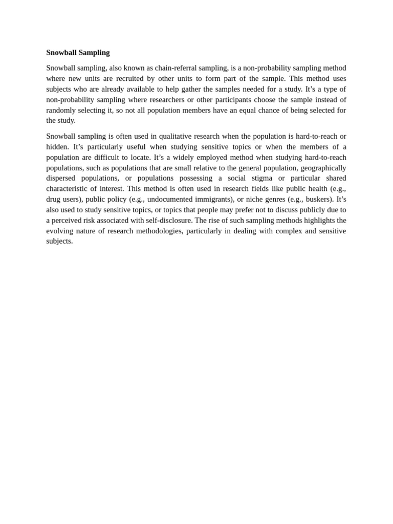 Snowball Sampling | PDF