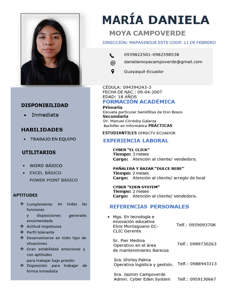 Maria Daniela Moya - CV Actual | PDF