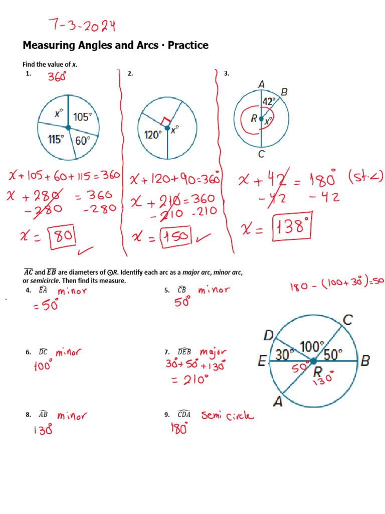 L (10-2) - Measuring Angles and Arcs | PDF | Angle | Circle