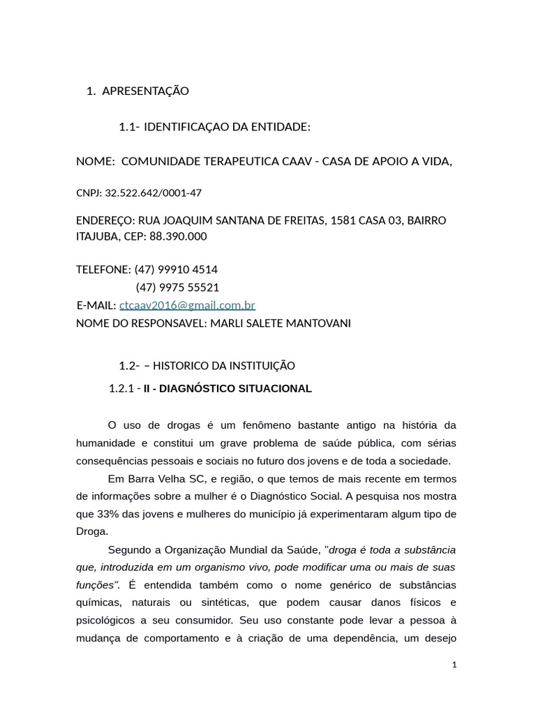 Ficha Identificação Caav Alvara Sanitario | PDF | Família | Psicologia