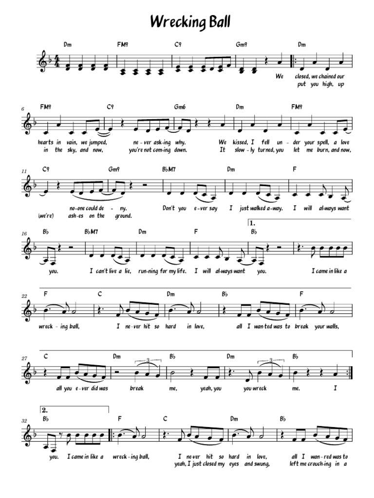 Wrecking Ball Miley Cyrus | PDF | Pop Songs | Songs Written