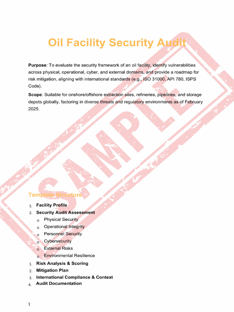 Oil Facility Security Audit Template | PDF