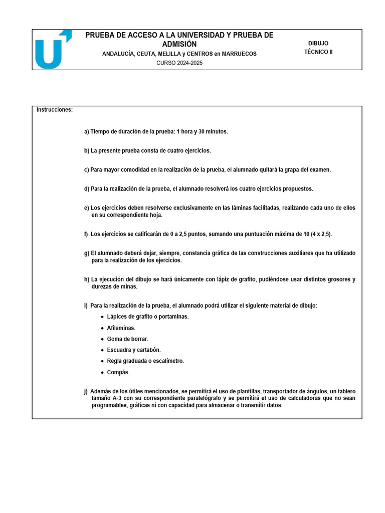 Exámenes Selectividad Dibujo Técnico | PDF | Lápiz | Dibujo