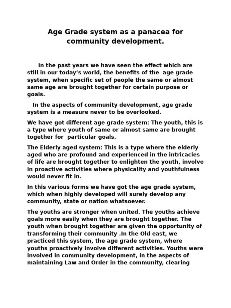 Age Grade System As A Panacea For Community Development | PDF