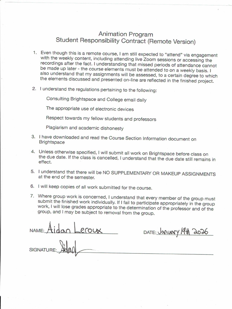Student Responsibility Contract | PDF
