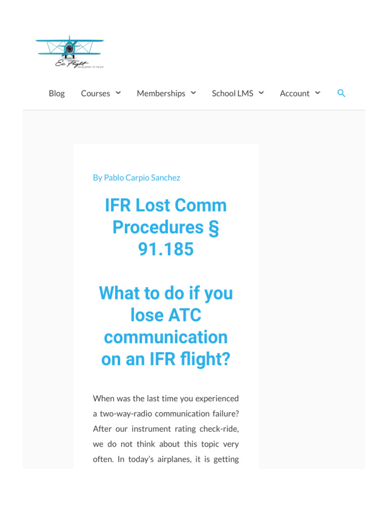 IFR Lost Comm Procedures - What Do You Should Do? 91.185 | PDF ...