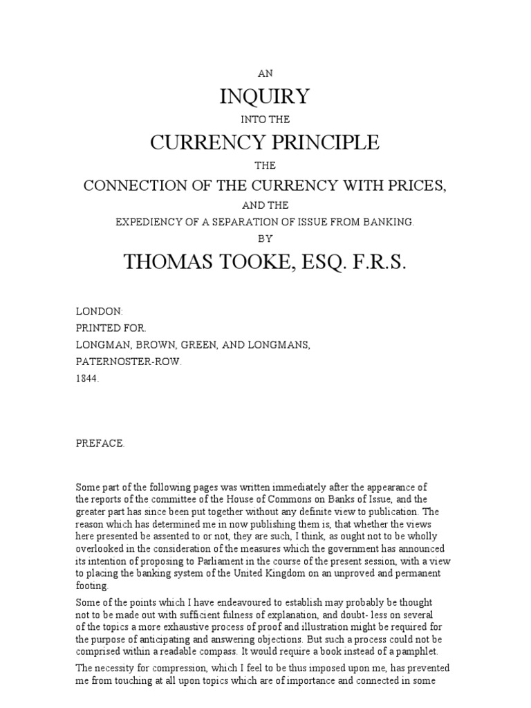 Inquiry Currency Principle: Connection of The Currency With Prices ...