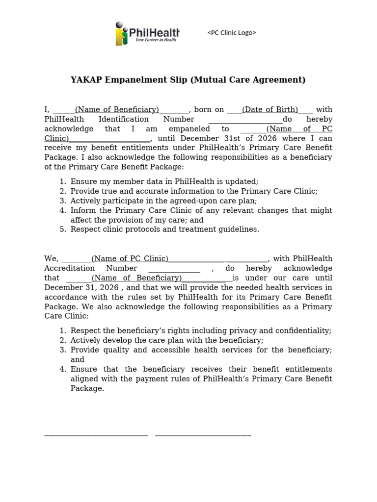 YAKAP Empanelment Slip | PDF