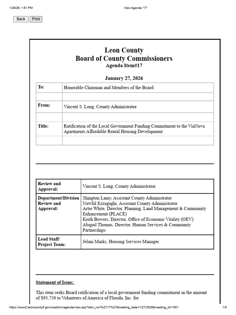 Leon County Commission Agenda Item On ViaNova | PDF | Affordable ...