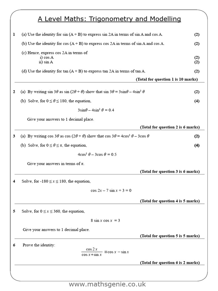 Trigonometry and Modelling | PDF | Trigonometric Functions | Equations