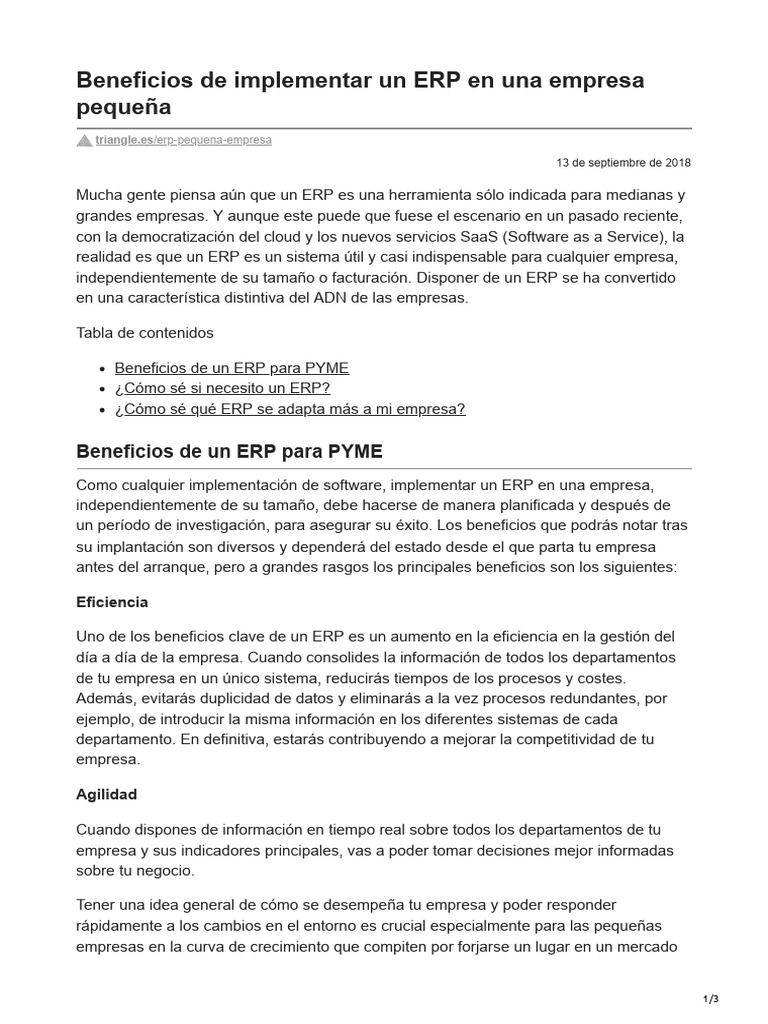 s02 Co Beneficios de Implementar Un ERP en Una Empresa Pequeña | PDF ...