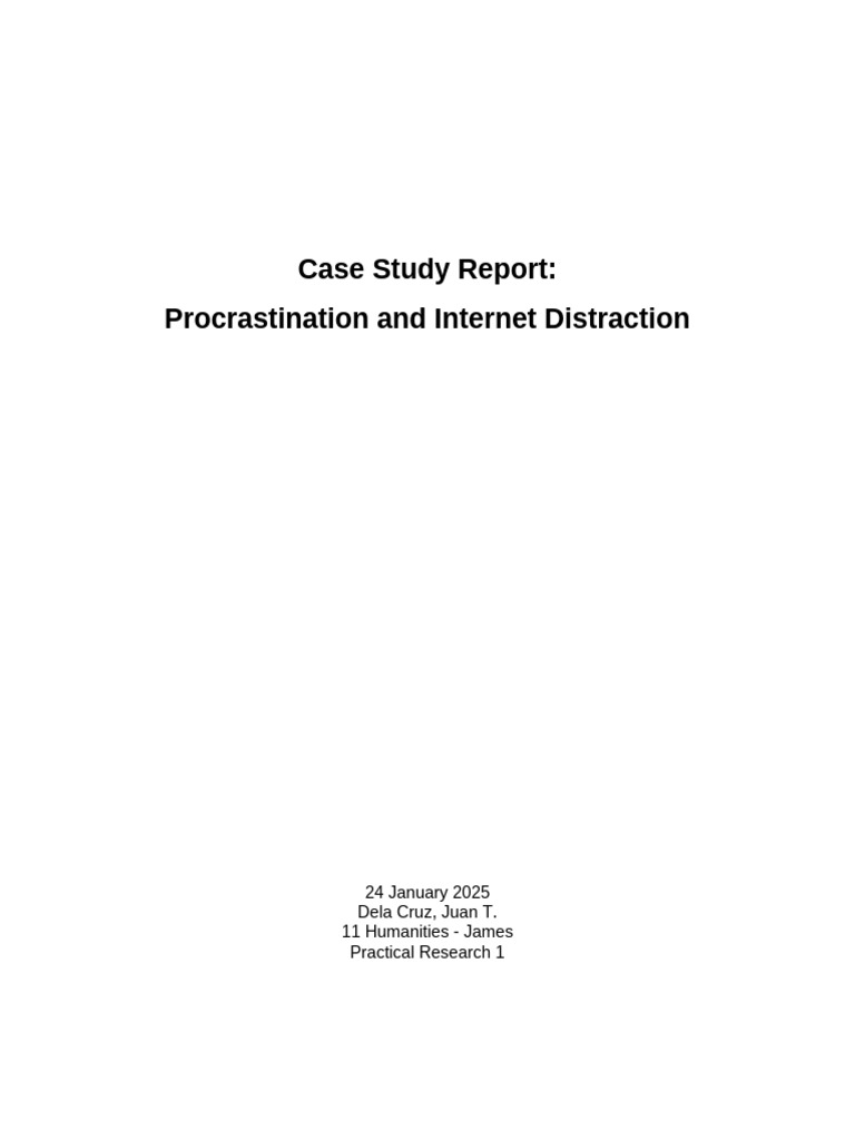 Case Study Procrastination and Distraction Sample Case Study Report | PDF | Professional Skills ...