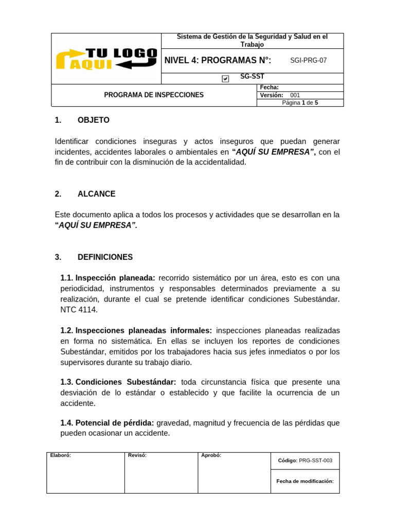 Sgi-prg-07 Programa de Inspecciones | PDF