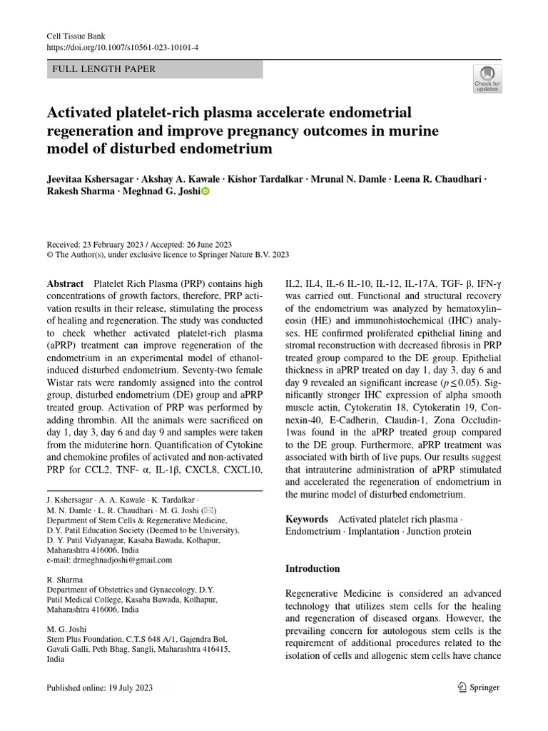 Activated Platelet‐Rich Plasma Accelerate Endometrial Regeneration and ...
