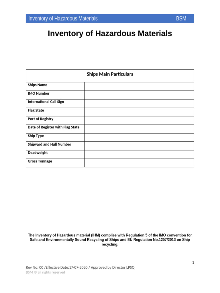 IHM App 7 - Standard Format of the Inventory of Hazardous Materials ...