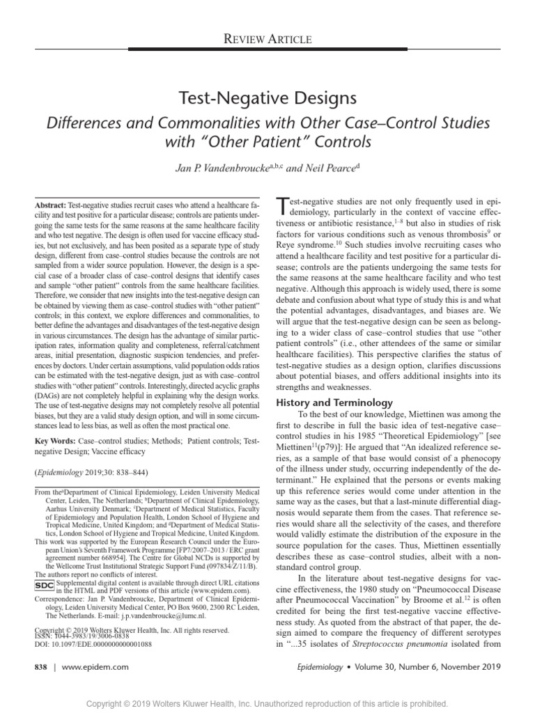 Test Negative Designs | PDF | Infection | Asthma
