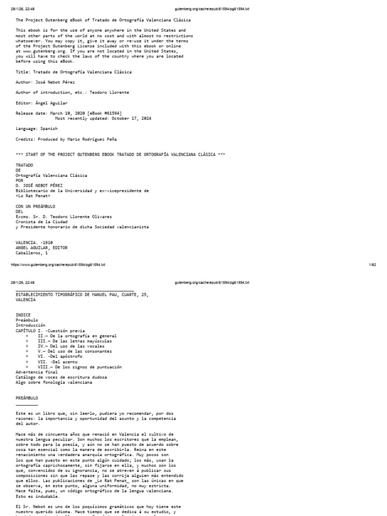 Tratado de Ortografía Valenciana Clásica by José Nebot Pérez | PDF ...