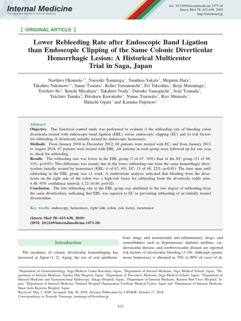 Lower Rebleeding Rate after Endoscopic Band Ligation than Endoscopic ...