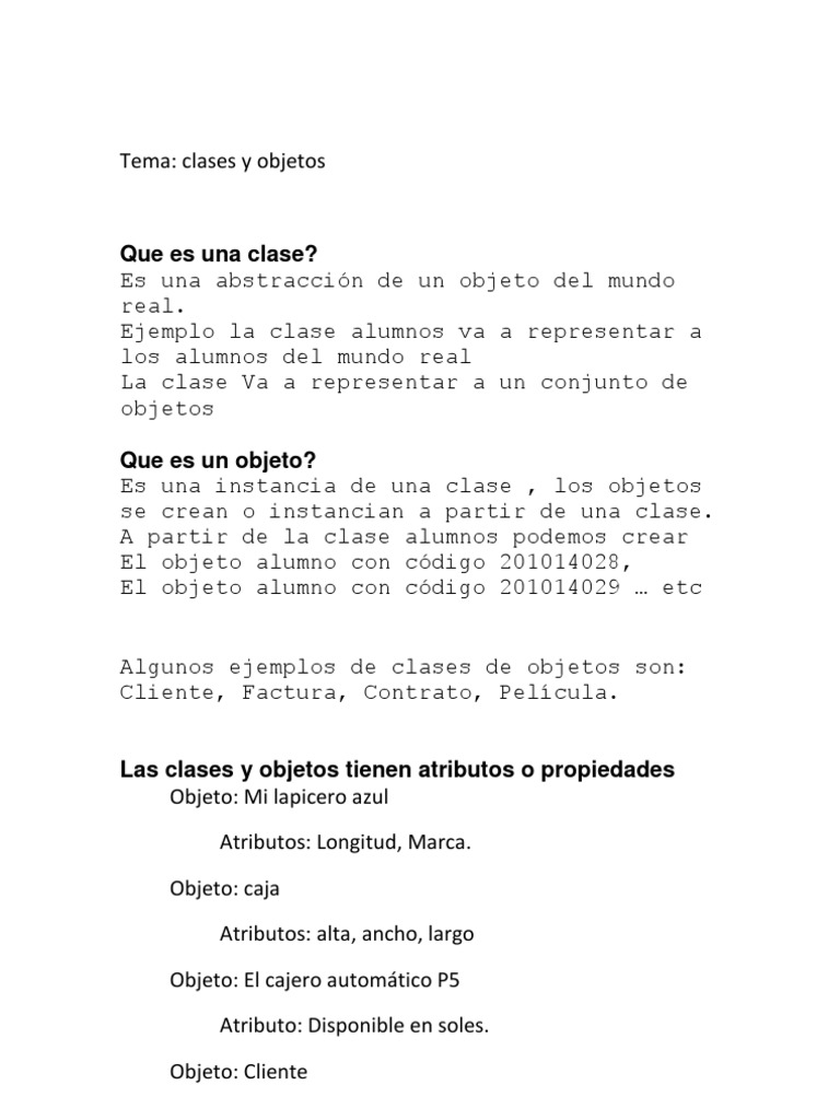 Clases y Objetos en Java: Conceptos Clave | PDF | Java (lenguaje de ...