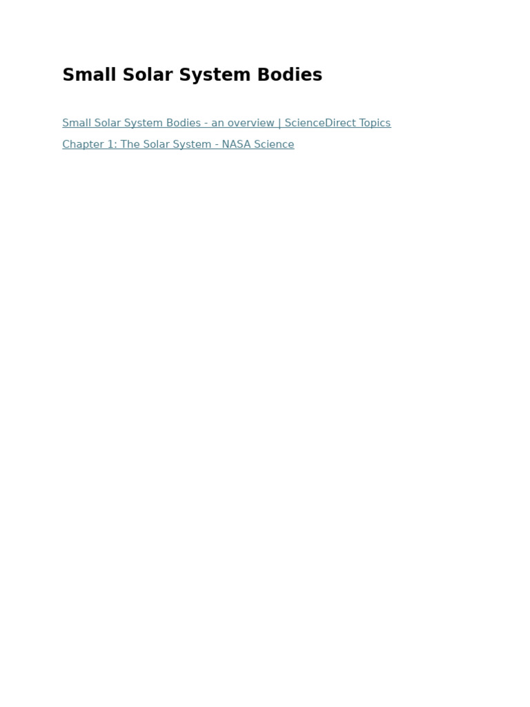 Small Solar System Bodies | PDF