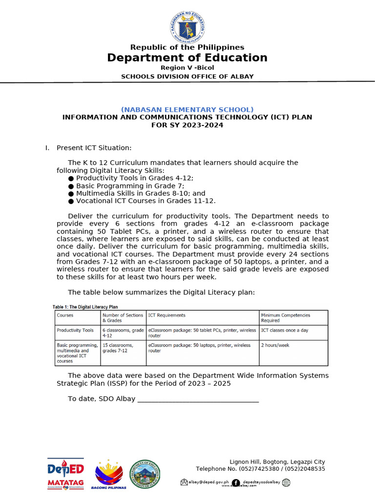 ICT Plan School Template | PDF | Information And Communications ...