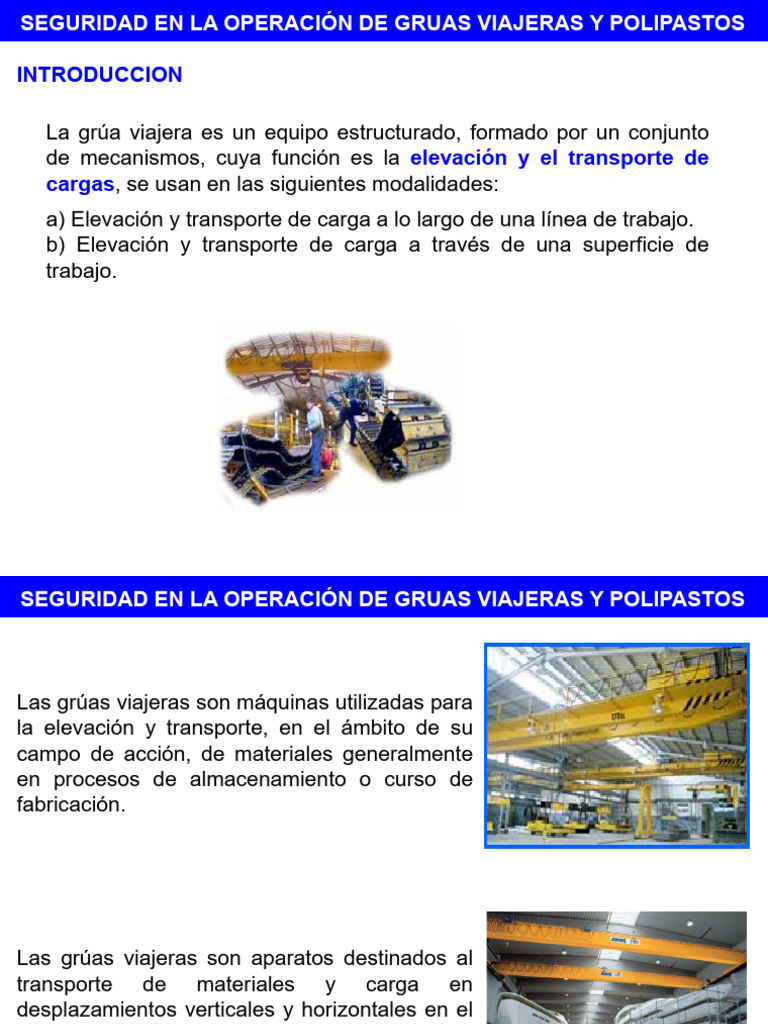 Seguridad en La Operacion de Gruas Viajeras y Polipastos | PDF | Grúa ...