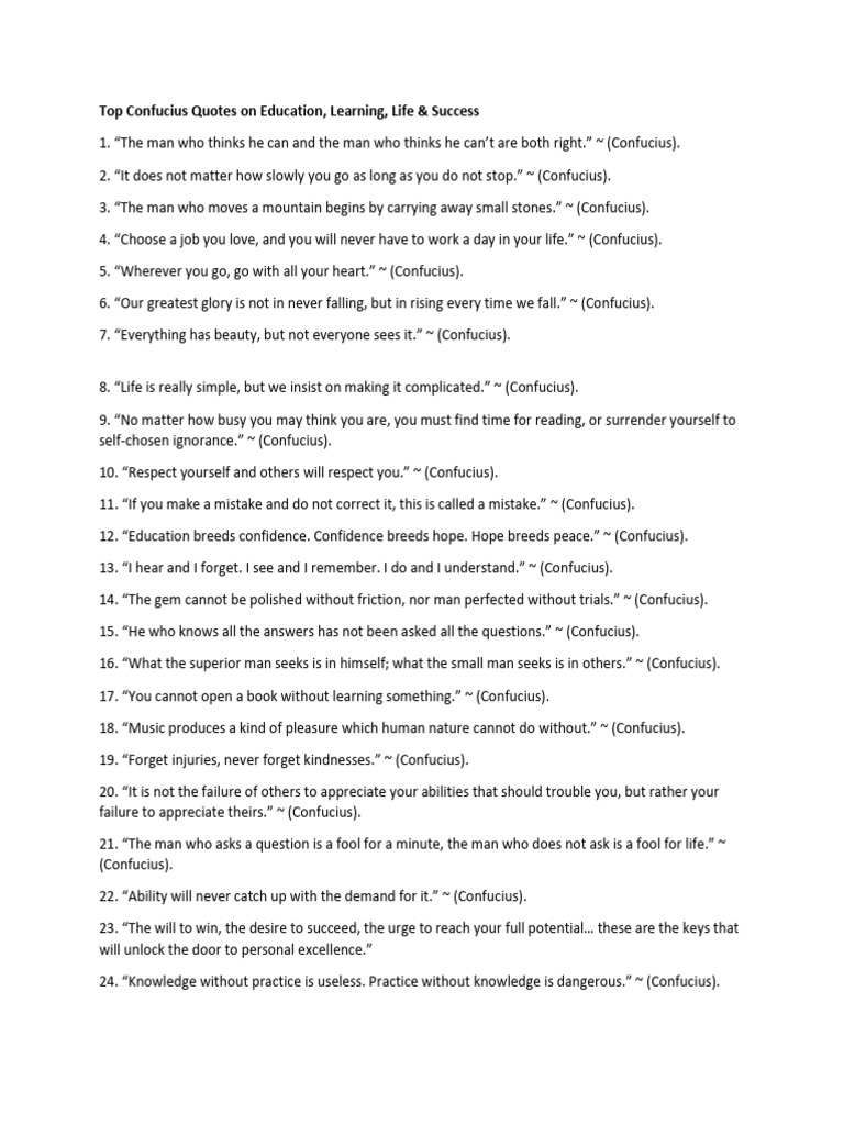 confucius quotes pdf | PDF | Virtue | Confucius