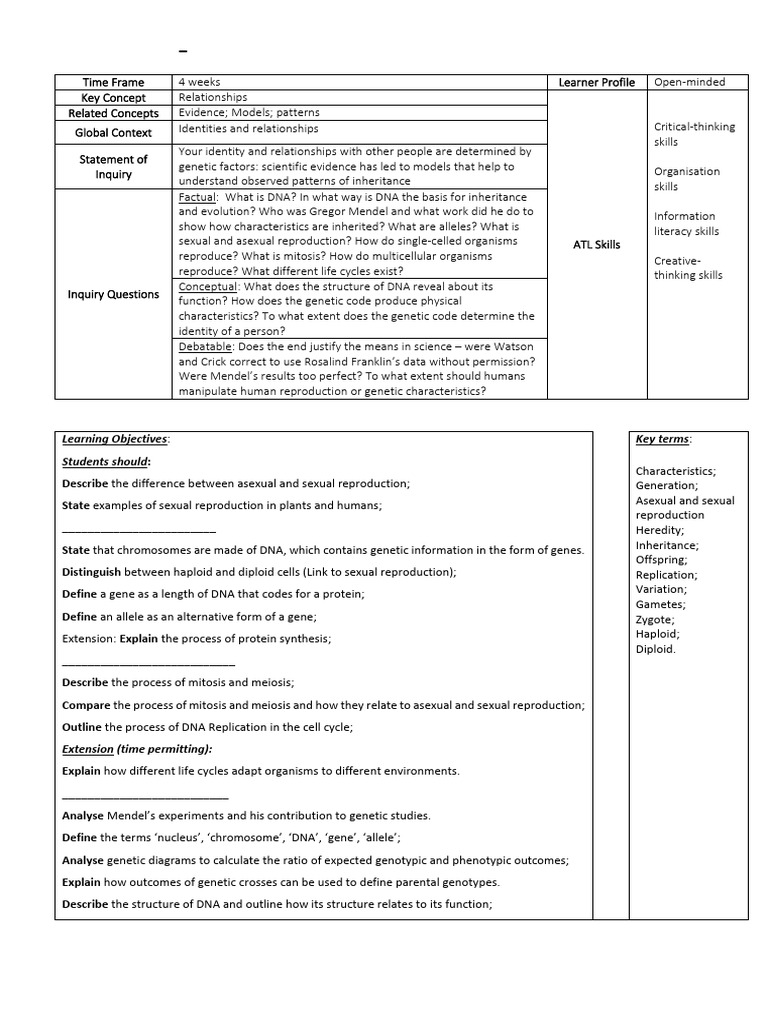 L.O. Topic 8 Genetics and Inheritance | PDF | Genetics | Sexual Reproduction