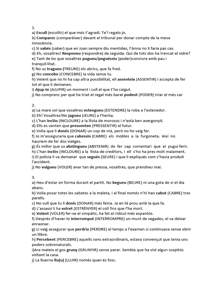 Verbs Irregulars 1 - Solucions | PDF