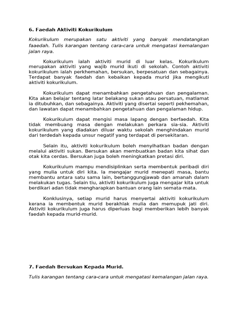 Faedah Aktiviti Kokurikulum | PDF